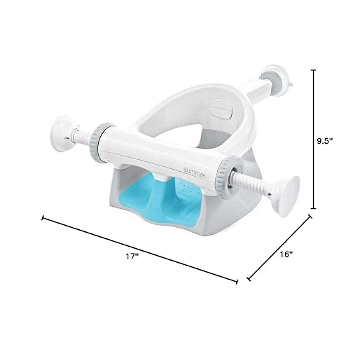 Summer Infant My Bath Seat Soft Support (Aqua ) – Contoured Bath Seat for Children Transitioning to the Adult Bathtub – Features Drain Holes, Sure & Secure Suction Cups, and Spacious Open-Side Design