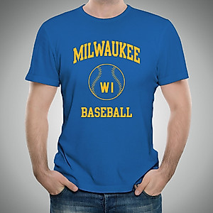 Milwaukee Classic Baseball Arch Basic Cotton T-Shirt - Large - Royal