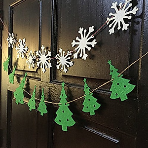Tinksky 2pcs Snowflake and Christmas Tree Fabric Party Bunting Banners Christmas Garlands Xmas Decoration Supplies 3 Meters