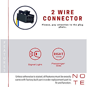 Spieg CH1321417 Passenger Side Mirror for 2014-2021 Ram Promaster 1500 2500 3500 | Right Side View Mirror Assembly Manual Adjustment Non-Heated Glass Turn Signal Light | Textured Black Cover 2 Pins