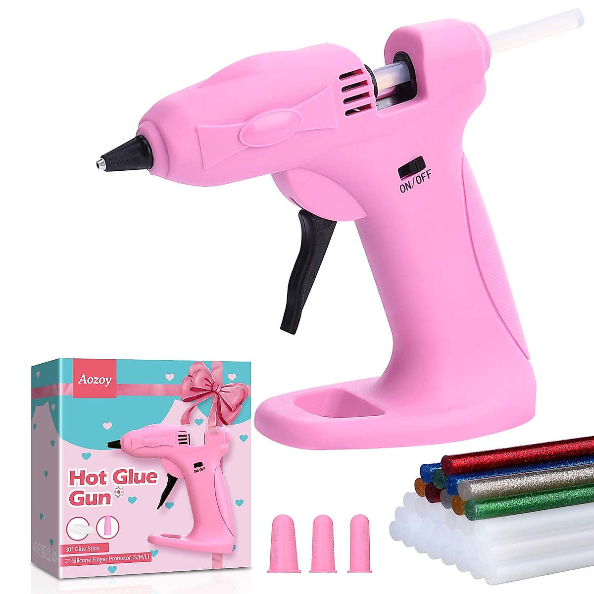 Glue Gun Cordless USB Rechargeable: 2600mAh Battery Operated Fast Preheating Wireless Hot Glue Gun Kit with 30pcs Mini Glue Stick for Crafts DIY Arts Home Repairs - Pink