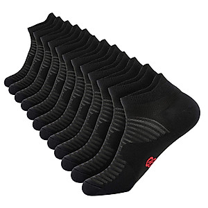 Compression Running Socks For Men and Women (6 Pairs), Ankle Socks with Arch Support, No Show Athletic Socks Low Cut for Running, Cycling, Golf