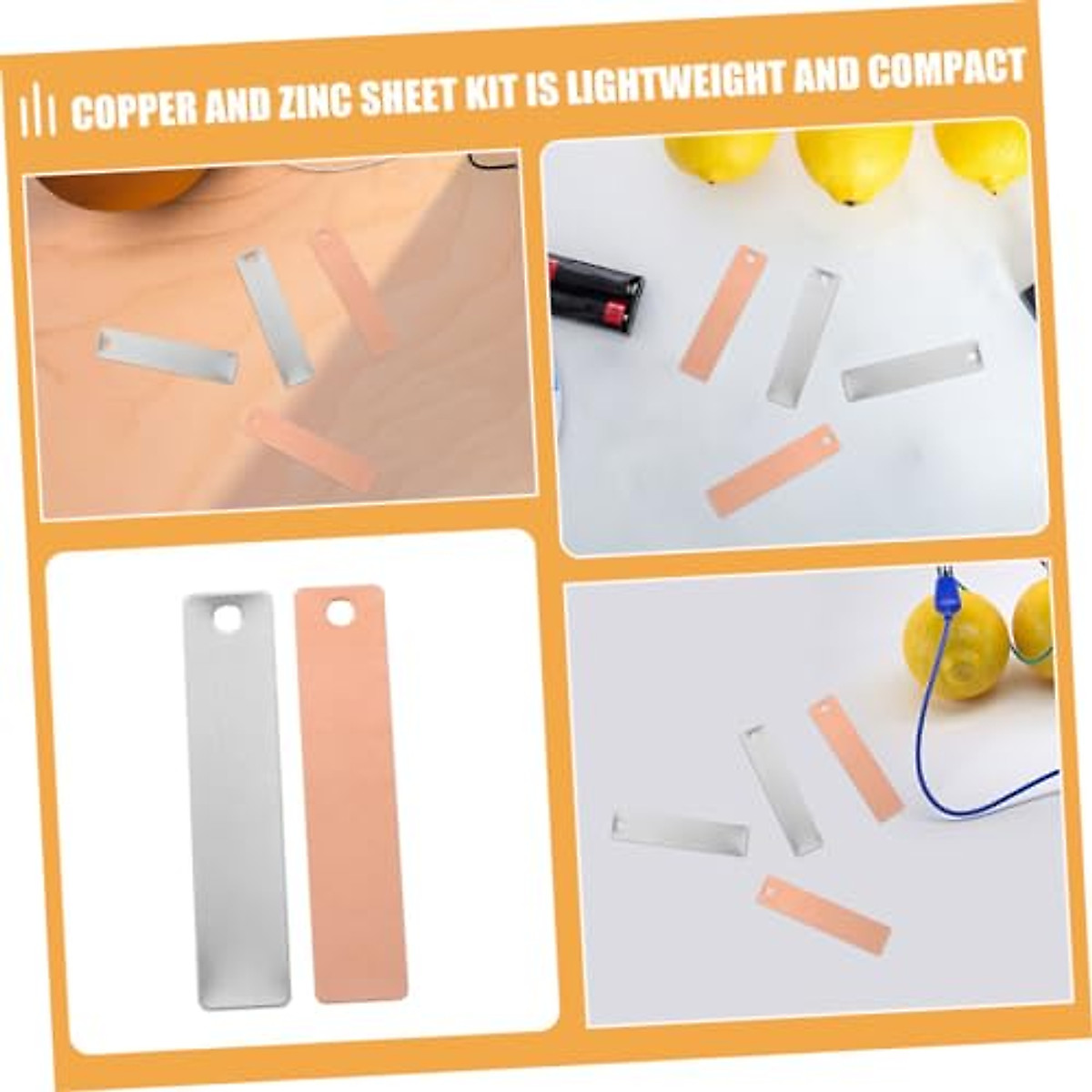 HEMOTON 8 Pairs Zinc Anode Copper Plate Zinc Copper Fruit Battery Experiment Supplies Anode for Zinc Electroplating