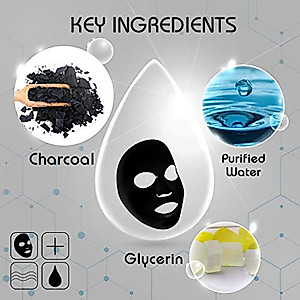 Korean Face Mask Sheet Charcoal Black Facial Mask for Oily Skin and Pores 6 pack