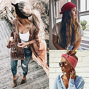 DRESHOW 6 PCS Adjustable Headbands for Women Knotted Headbands Elastic Non-Slip Fashion Hair Bands for Workout Sports Running Yoga