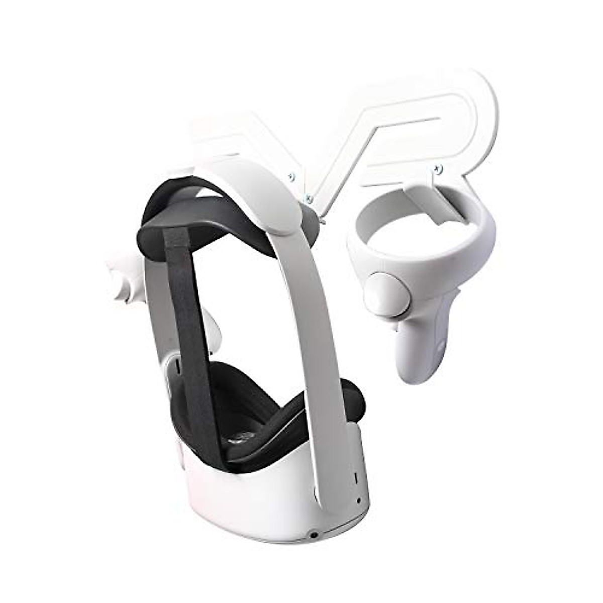 CNBEYOUNG VR Headset Wall Mount Storage Stand Hook Compatible with Quest 2 Pro Quest 3, Valve Index, PSVR 2, HTC Vive, Pico 4, Pimax VR MR XR Headsets and Controllers (White)