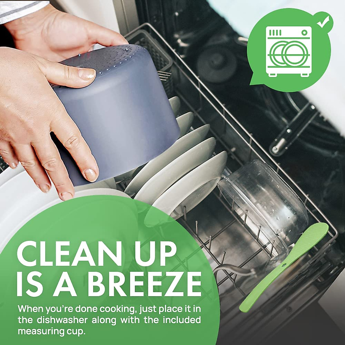 Microwave Rice Cooker 8 Cup Easy-Use Easy-Clean Microwaveable Brown White Rice Pasta Noodle Vegetable Cookware Plastic Rice Cooker Full Set with Lid Spatula Measuring Cup for Meal Prep Cooker