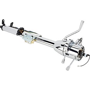 Universal GM Tilt Steering Column with Shifter, 30" Chrome, 2-inch Diameter with 5-Position Tilt, Compatible with ’69-’94 GM Specs, Includes Billet Accessories and Adaptable Wiring