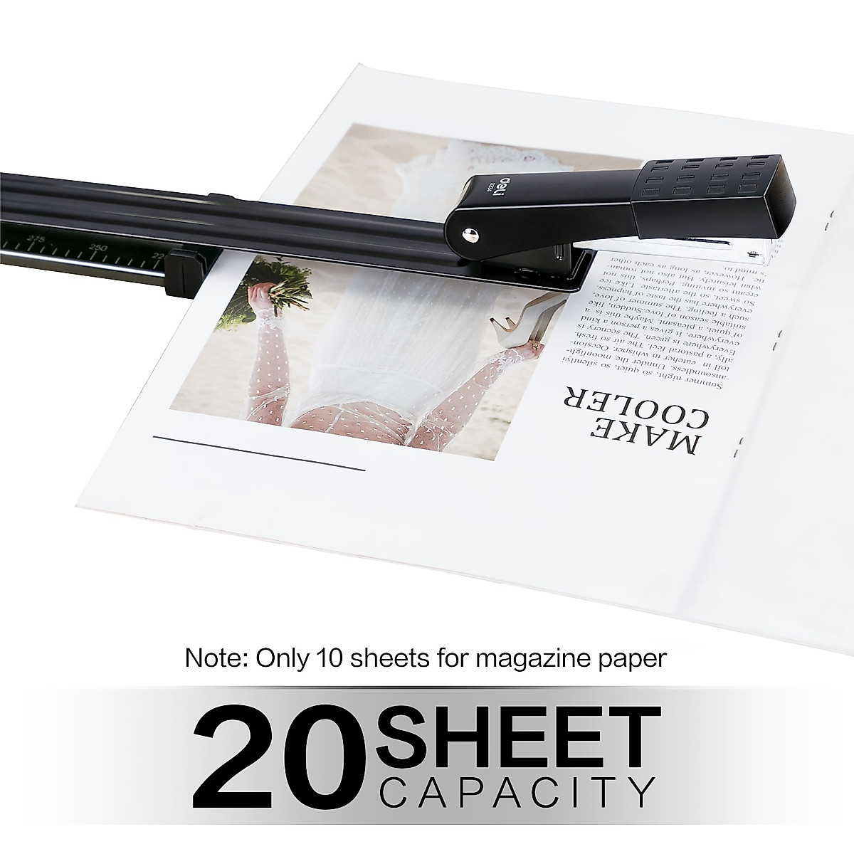 Deli Long Reach Stapler, 25 Sheet Capacity, Long Arm Standard Staplers for Booklet or Book Binding, Black