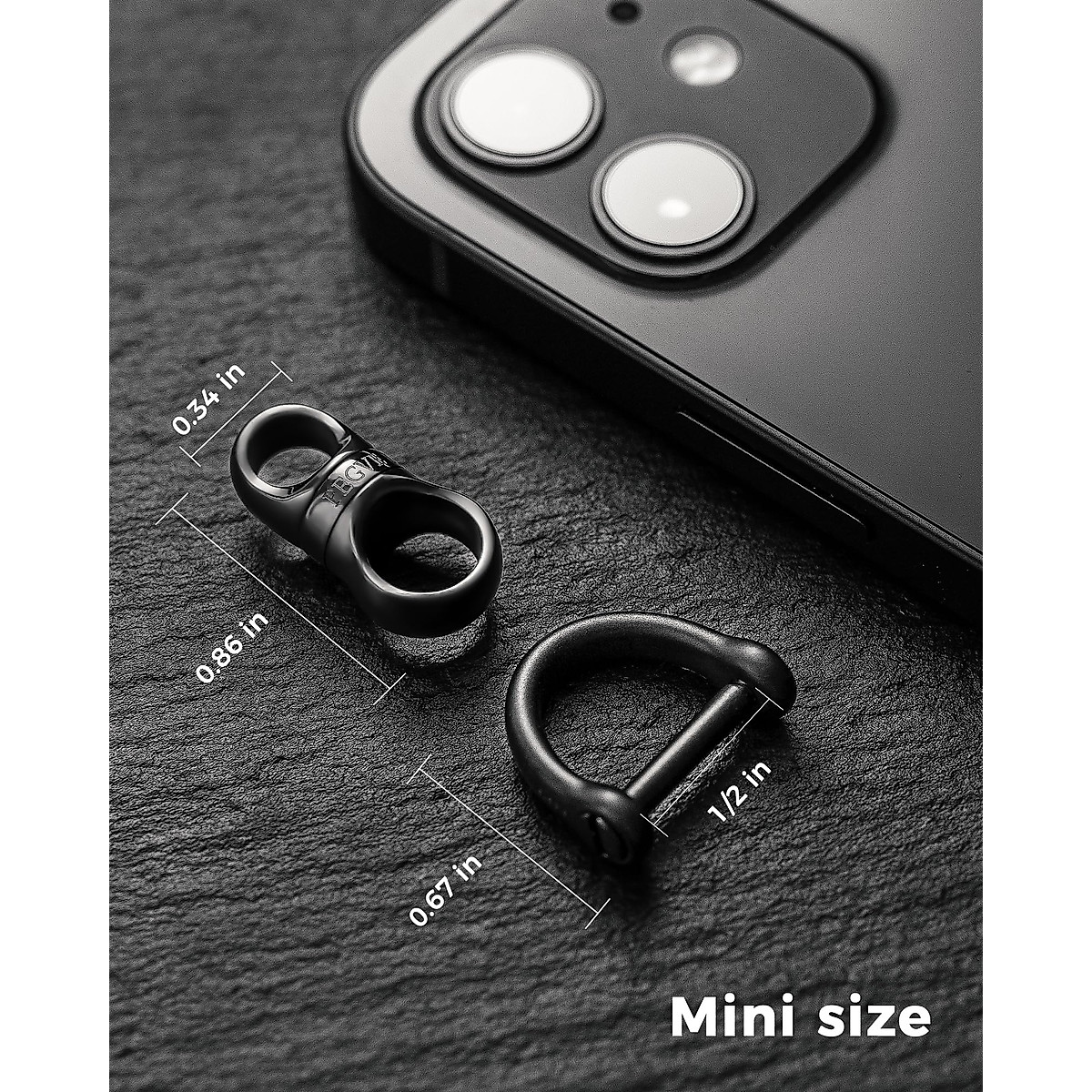 FEGVE Titanium Swivel Small Key Ring with 1/2inch D Ring Keychain for Car Key Fob,DIY Bag (Black Swivel Connector+D Ring)