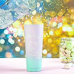 Zak Designs Sanrio Hello Kitty Vacuum Insulated Stainless Steel Travel Tumbler with Splash-Proof Lid, Includes Reusable Plastic Straw and Fits in Car Cup Holders (18/8 SS, 25 oz)