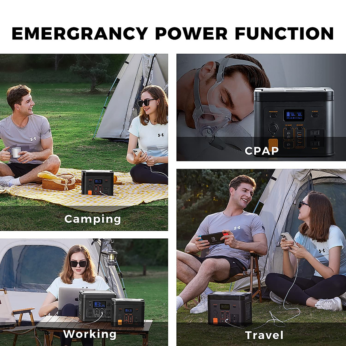 Solar Generator 320W Portable LiFePO4 Power Station 320Wh and Solar Panel 60W with 2 AC Outlet 110V/300W(Peak 480W), Solar Mobile Battery Backup for Outdoors Camping Travel Hunting Home Emergency