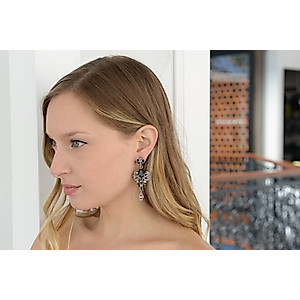 Mariell Vintage Black and Grey Crystal & CZ Chandelier Dangle Earrings for Fashion, Prom, Bridesmaids