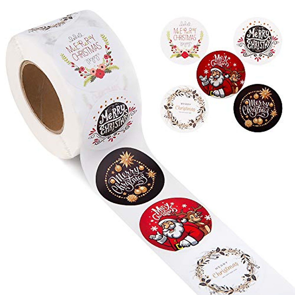 SAVITA 500 Pieces 3.8 cm Christmas Sticker Label, Envelope Stickers Presents Decorative Stickers Party Decoration Christmas Labels (5 Models)