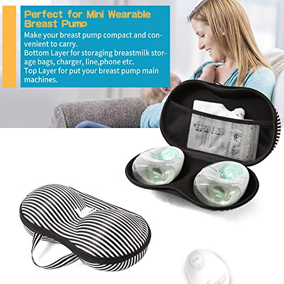 Wearable Breast Pump Bag Case Breast Pump Accessories Compatible with Wireless Breast Pump, for Working Mom Handless Electric Breast Pump and Extra Parts