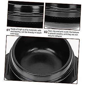 Angoily 1pc Korean Miso Soup Pot Stainless Steel Sauce Pan with Lid Stoneware Clay Portable Stove Burner Korean Dolsot Bowl Stoneware Bowl Korean Bowl Kitchen Cookwares Ceramic Kitchenware