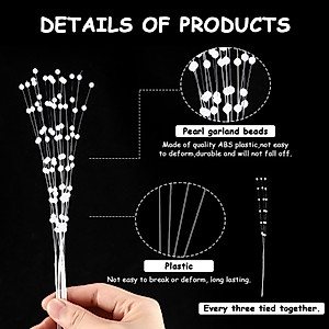 150 Pieces String Pearl Stick Pearl Garland Beads Wreath Wedding Pearl Bridal Bouquet Party Decor Beaded Strand for Wedding Party Table Decor Crafts DIY Accessories (Milky White)