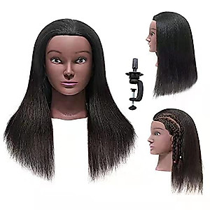Mannequin Head 50% Human Hair Hairdresser Cosmetology Mannequin Manikin Training Head Hair and Free Clamp Holder (zhifa-2)