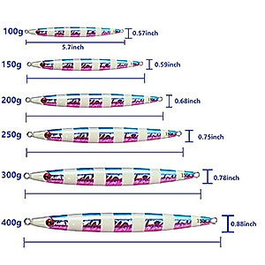 Funmaker Fishing Saltwater jigs Speed Jigging Slow Jigging Pitching Lures Vertical Jigging Artificial Lures Jigging Lure Fishing jigs Vertical Jigs Saltwater Artificial Bait (Blue- Luminous,400g)