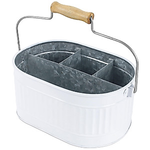 utensil caddy for parties, utensil caddy for countertop, kitchen utensil caddy, plate and utensil caddy - picnic utensil caddy, kitchen utensil caddy for countertop - 12 Inches (Snowy White/Grey)