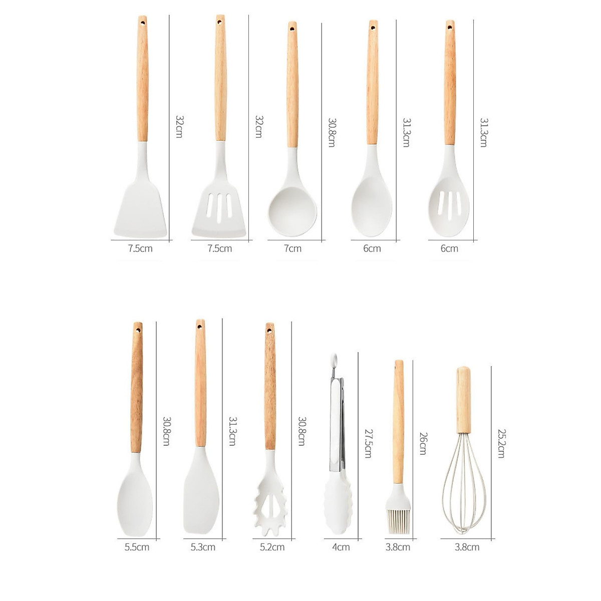 SV Home & Deco All-in-One 19-Piece Kitchen Utensils and Knives Set: 14 Cooking Utensils + 5 Essential Kitchen Knives for a Complete Culinary Experience (White), SMALL, N0516
