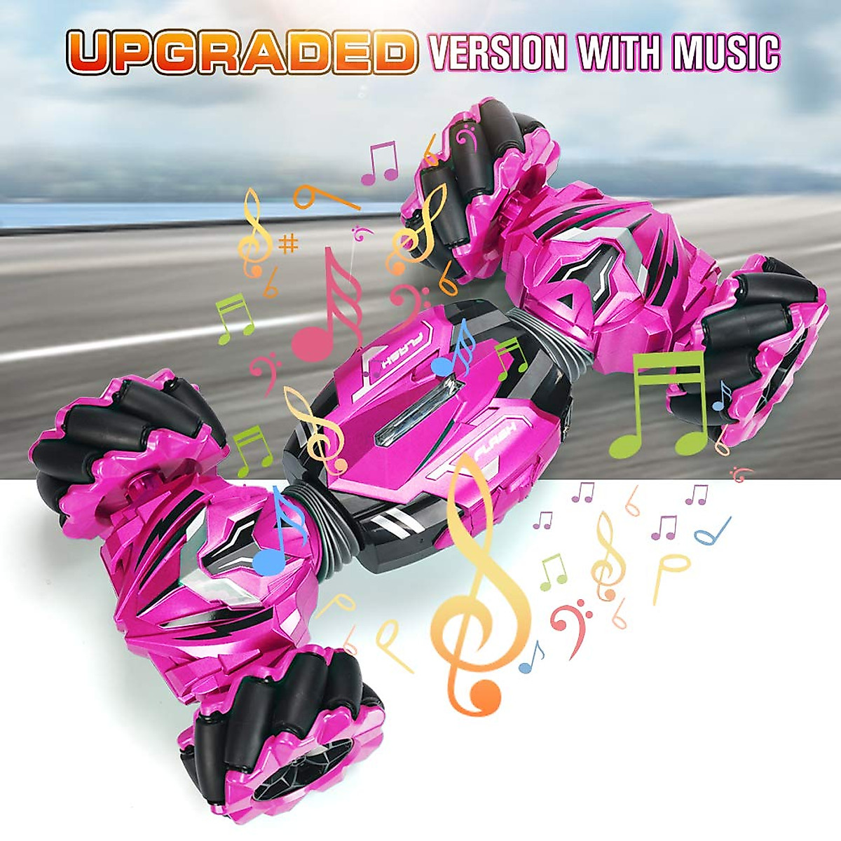 NQD Gesture Sensing Remote Control Car for Boys 1:14 Scale Transform RC Stunt Car 25Km/h Double Sided Rotate 360° Flips with Lights Music Birthday Xmas Gifts for Boys, Green