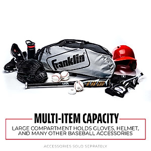 Franklin Sports Youth Baseball Bat Bag - Teeball, Softball, Baseball Equipment Bag - Holds (3) Bats, Helmet, Cleats + More - Includes Fence Hook - Gray
