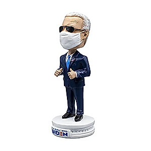 Political Satire Biden Bobblehead - Joe Biden Merchandise 2020 with Face Cover & Aviators - Funny Custom Bobblehead Joe Biden Gifts for Liberals, Democrats - Handmade Biden Decorations - 7.5" Tall