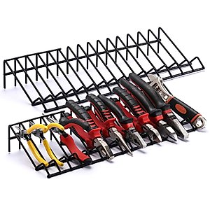 EMENTOL Plier Organizer Rack, 2 Pack,Tool Drawer Organizer,Stores Spring Loaded,Black,with 2×15 Slots-15''×5.5''×2.5''