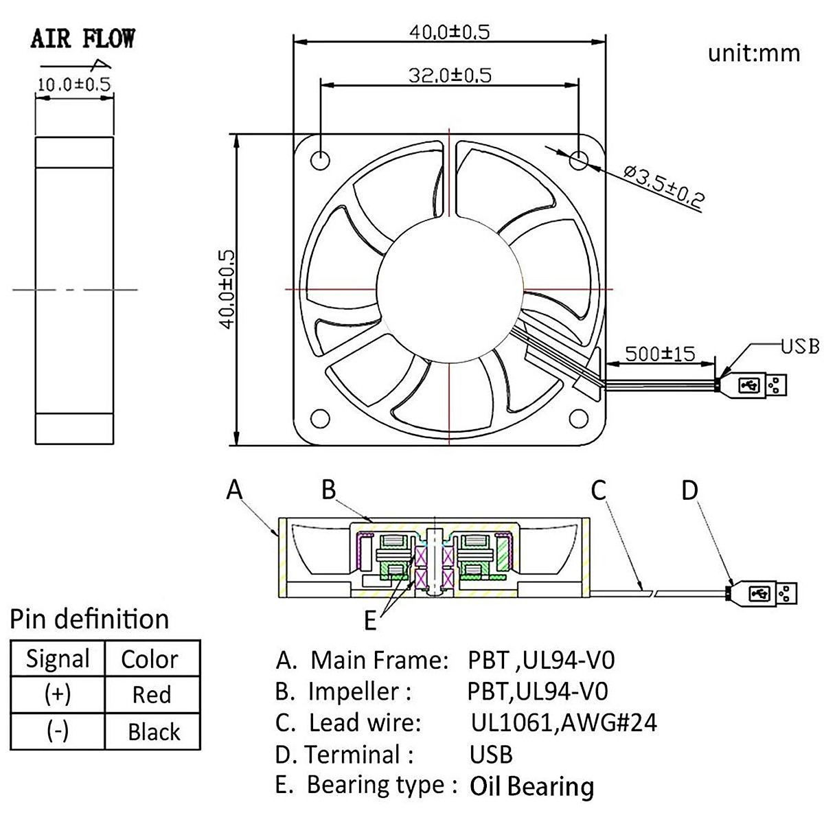 4 Pack 40mm USB Brushless Cooling Fan 40mm x 10mm Fan High Performance DC 5V Cooling Fan Speed 4200 RPM Fan for Small Appliances Series Replacement