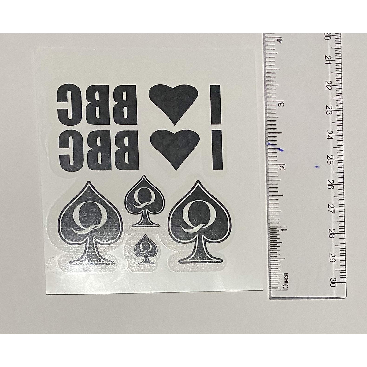 6 Sheet Temporary Tattoo Set QoS, BBC ONLY, I Love BBC 38 Total Tattoos Queen of Spades