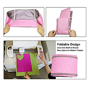 Ginsco Dust Cover Compatible with Cricut Explore Air 2, Cricut Maker 3, Cricut Explore 3, Cover with 3 Front Pockets for Accessories Supplies Tools Pens Pink