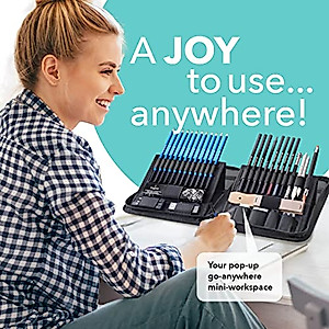 Castle Art Supplies Graphite Drawing Pencils and Sketch Set (40-Piece Kit), Complete Artist Kit Includes Charcoals, Pastels and Zippered Carry Case, Rare Pop-Up Stand