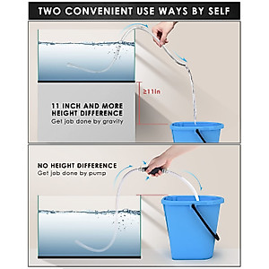 KATUMO Gasoline Siphone Hose, Gas Oil Water Fuel Transfer Siphon Pump, Portable Widely Use Hand Fuel Pump, Fuel Transfer Pump with 2 Durable PVC Hoses