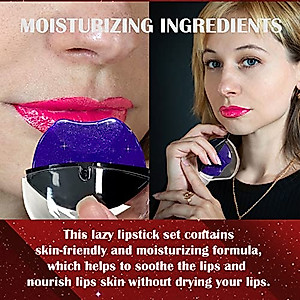 DAGEDA 3 Colors Lazy Lipstick, Pearl Lipstick Magic Color Changing Lipstick, Labiales Magicos Long Lasting Moisturizing Lipstick, Not Fade Lip Shape Lipstick for Lazy People（Color A）