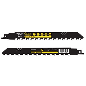 2 x SabreCut SCRS1543HM_2 Tungsten Carbide 9 29/64" (240mm) 2 TPI S1543HM Small Bricks Poroton Fibre Cement Concrete Straight Cutting Reciprocating Sabre Saw Compatible with Bosch Dewalt and others