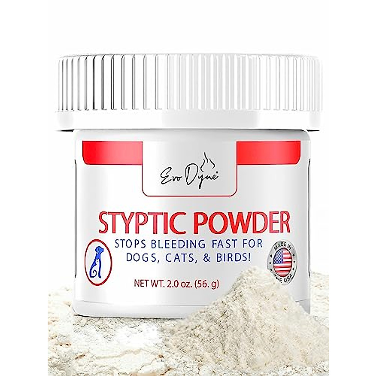Styptic Powder for Dogs, Cats, and Birds (2 oz) by Evo Dyne | Fast-Acting Blood Stop Powder for Pets | Quick Stop Bleeding Powder for Dog Nail Clipping, Grooming, Cuts and More (1-Pack)