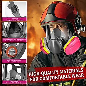 VITIJY Full Face Respirator Mask - 6800 Reusable Gas Mask with Filters 60923 & 2097 for Painting, Mechanical Polishing, logging, Welding, Dust, Sanding & Cutting