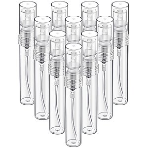 Fandamei Mini Spray Bottle, 10 Pack 5ml Mini Plastic Spray Bottle Empty, Fine Mist Refillable Mini Perfume Bottle, Perfume Atomizer, Small Sample Containers, Plastic Portable Travel Bottle, Clear