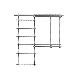 Rubbermaid Configurations Deluxe Custom Closet Kit, 3-6 Ft. Adjustable Metal Wire Shelving, Titanium Finish, Expandable Organization System, Hardware Included, for Home Closet/Pantry/Laundry/Mudroom