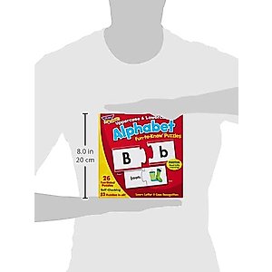 Trend Enterprises: Fun-to-Know Puzzles: Uppercase & Lowercase Alphabet, Learn Letter & Case Recognition, 26 Two-Sided Puzzles, Self-Checking, 52 Puzzles Total, for Ages 3 and Up