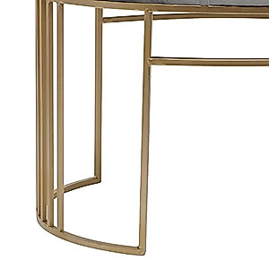 Deco 79 Metal Bench with Velvet Seat, 24" x 17" x 19", Gray