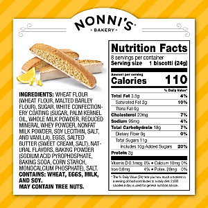 Nonni's Limone Biscotti Italian Cookies - 2 Boxes Lemon Cookies - Biscotti Individually Wrapped Cookies - Lemon Italian Biscotti Cookies w/White Icing - All Natural Ingredients - Kosher - 6.88 oz
