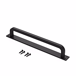 SMARTSTANDARD 12” Antique Rustic Handmade Barn Door Handles, Black Flush Long Base Handle Pull, for Gate, Shed, Garage