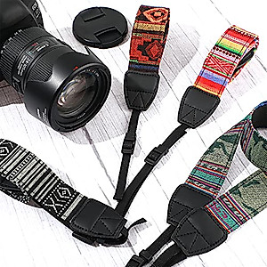 Saintrygo 4 Pieces Woven Vintage Camera Strap for All DSLR SLR Camera Universal Neck Shoulder Strap for Men Women Photographers, 4 Styles