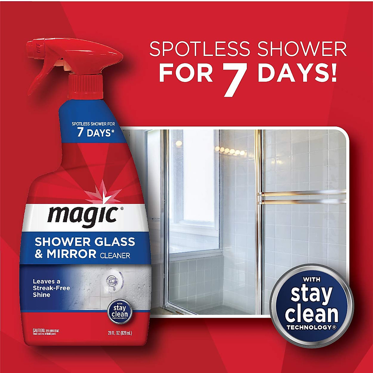 Magic Shower Glass & Mirror Cleaner, 28 Fluid Ounce (Packaging May Vary)
