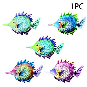 GEZICHTA Metal Fish Crafts Living om sy Install Indoor Outdoor Wall Decor Hanging Ornaments Bedroom Garden Iron Art Office Multifunction Porch Home Balcony(Purple)