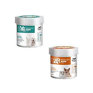 Pet Cleaning Tear & Ear Wax Wipes, 130 Sheets Each, Non-Woven Material, Gentle Eye Wipes for Cleaning Eye Boogers, for Dogs & Cats