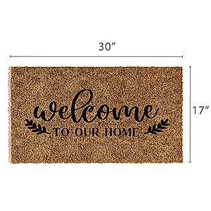 Barnyard Designs ‘Welcome to Our Home’ Doormat Welcome Mat for Outdoors, Large Front Door Entrance Mat, 30x17, Brown
