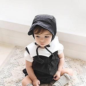 JELLYTREE Newborn Baby Hat Brimmed Sun Bonnet Muslin Double Gauze Cotton Infant Fashion Beanie Toddler Cap, Beige, XS